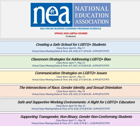 Register for our Online (Facilitated) LGBTQ+ Blended Learning Courses | NEA